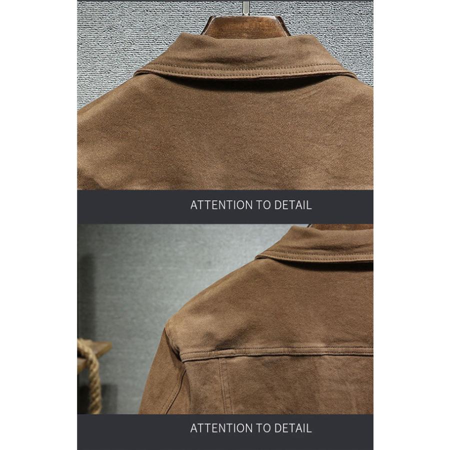 デニムジャケット メンズ ジージャン コーヒー スリム カジュアル