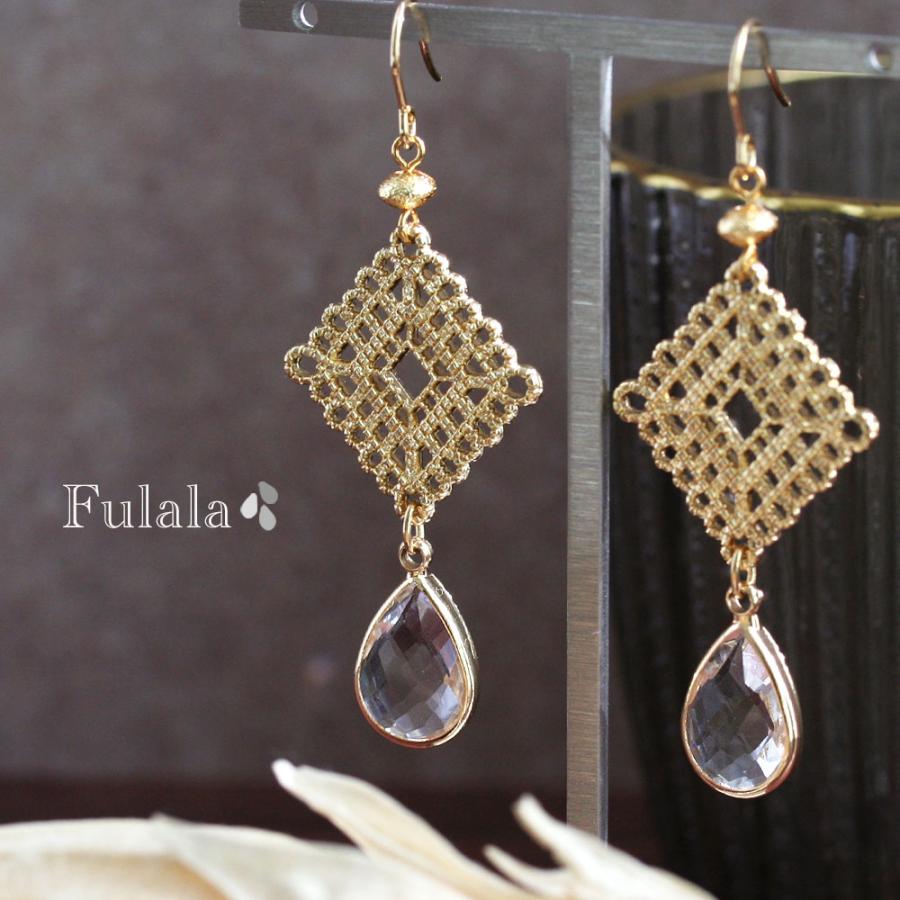 ピアス 金属アレルギー対応 ダイヤ透かしとクリアドロップのピアス イヤリング変更無料 ステンレス 316L 雫 ロング : アクセサリー ...