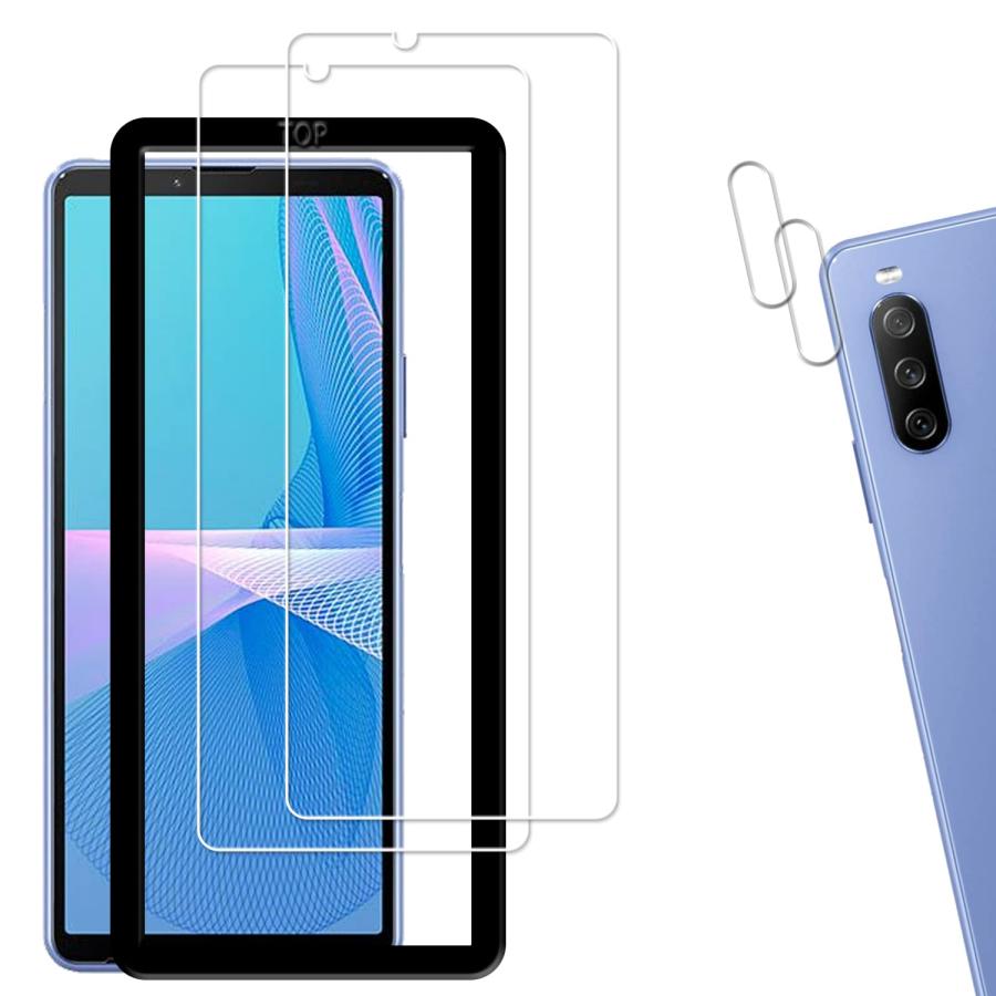 2+2枚KPNS ガイド枠付き 日本素材製 強化ガラス Xperia10 iii SOG04 SO-52B Xperia 10 III Li ...