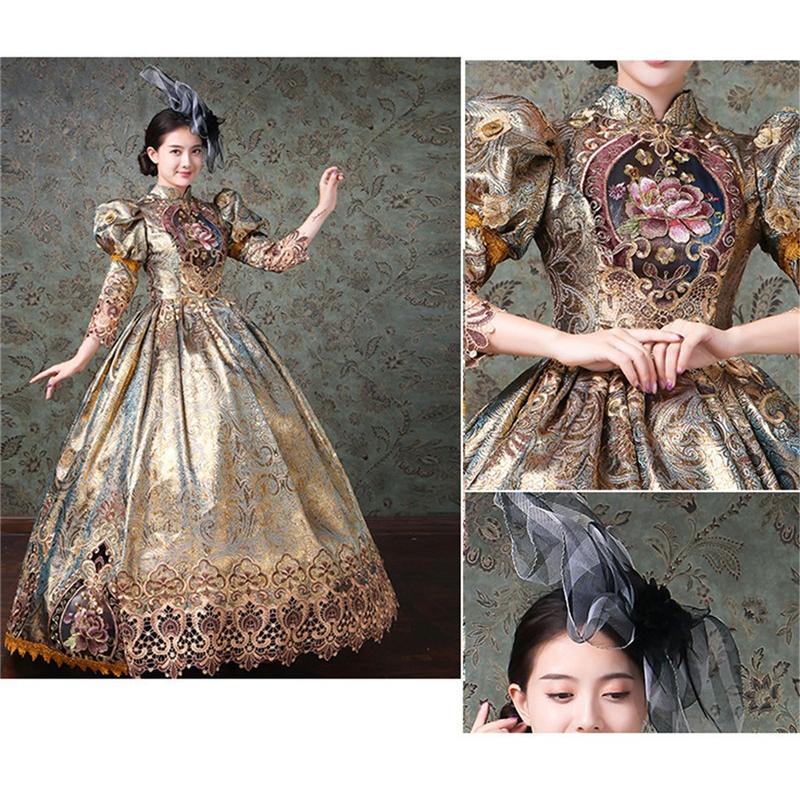 貴婦人 歌劇 貴族 服 髪飾り付き 舞台 中世 衣装 豪華ロングドレス