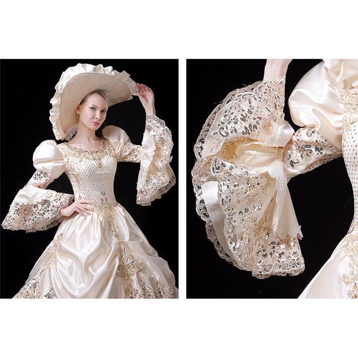 中世貴族 豪華ロングドレス ステージ衣装 フランス貴族 レース