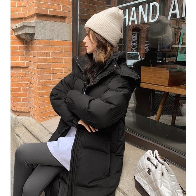 ベンチコート フード付き 90%ダウン レディース 超ロング 黒 大きめ