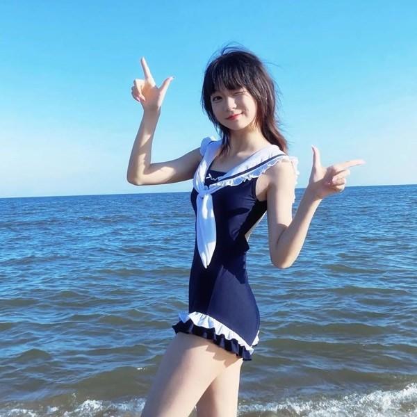 ワンピース水着 水着 セーラー 制服風 ノースリーブ ワイヤーなし パッド付 レディース 着痩せ 紫外線防止 日焼け防止 UVカット シンプル ネイビー L-4XL : フルグレース - 通販 ...