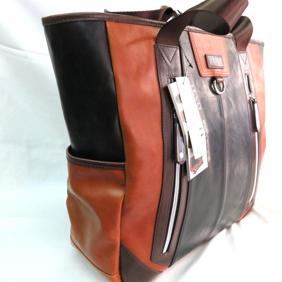 GL TL-0022 ブラウン 新品 人気 TEVO ティーボ 大きめ トートバッグ デイバッグ 37cm 定価9500円税抜のお品 四角型 ...