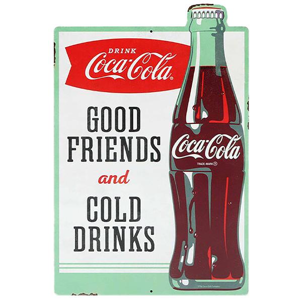 コカコーラ 看板 ブリキ看板 コカコーラ グッズ COCA COLA GOOD FRIENDS COLD DRINKS インテリア雑貨 アメリカン雑貨 壁装飾品 アンティーク調 かっこいい ...