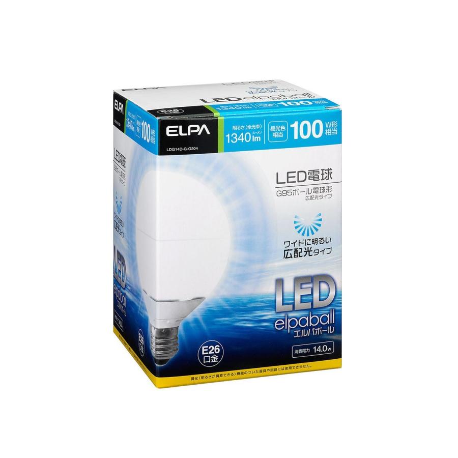 朝日電器 ELPA LED電球 G95ボール球形 100W形 口金直径26mm 昼光色 広配光 LDG14D-G-G204 : 平田商事 - 通販 - Yahoo!ショッピング