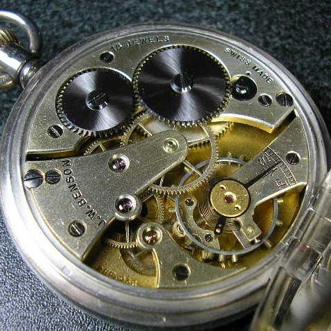 J.W.BENSON 銀製デミハンター アンティーク懐中時計 : 古時計の J.W.BENSON 銀製デミハンター アンティーク懐中時計 : 古時計の