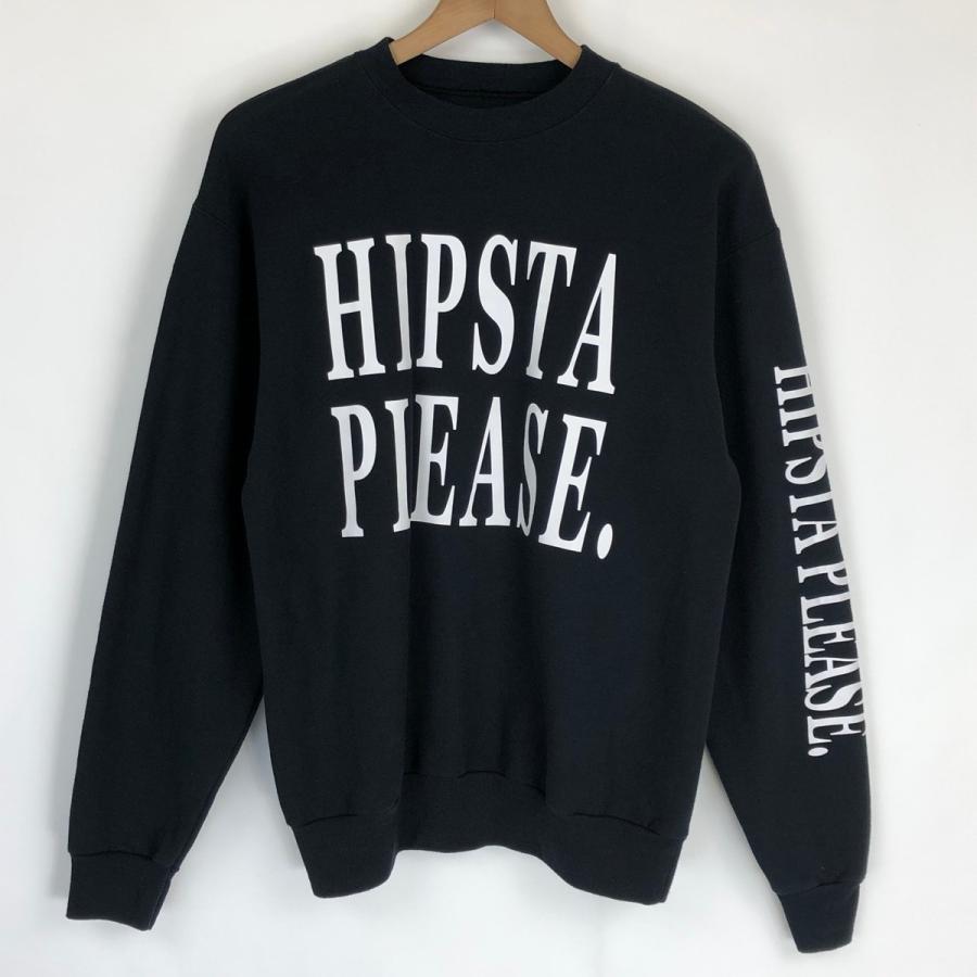 古着 Hanes ヘインズ プリントスウェット HIPSTA PLEASE 袖プリント ブラック系 メンズS 中古 n019063 ...