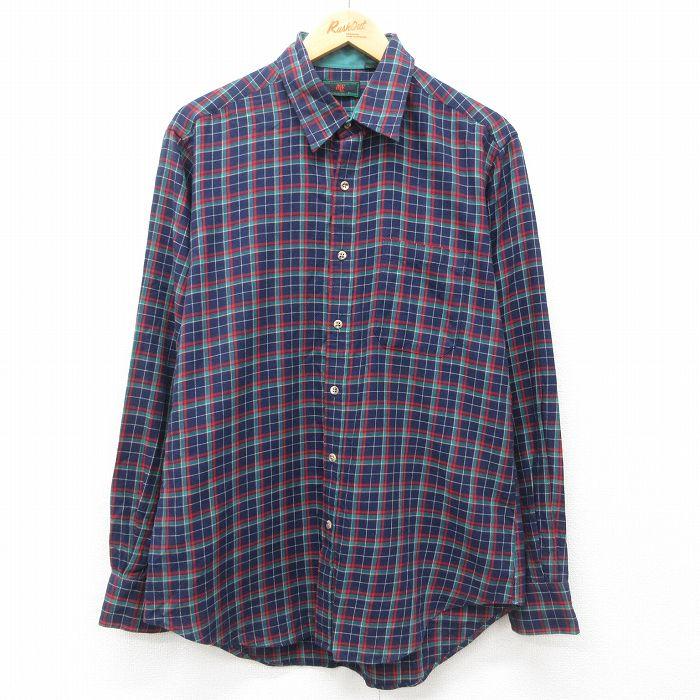 Abercrombie&Fitch L/古着 アバクロンビー 長袖 ウール シャツ メンズ 80s 濃紺他 ネイビー チェック spe ...