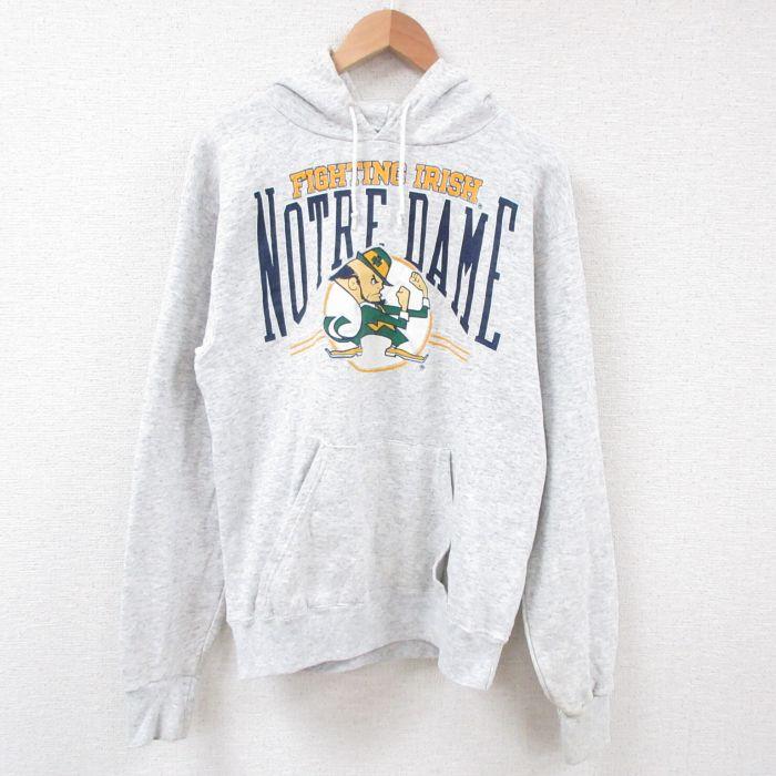 M/古着 長袖 スウェット パーカー メンズ 90s ノートルダム グレー 霜降り 22nov08 中古 スエット トレーナー トップス ...