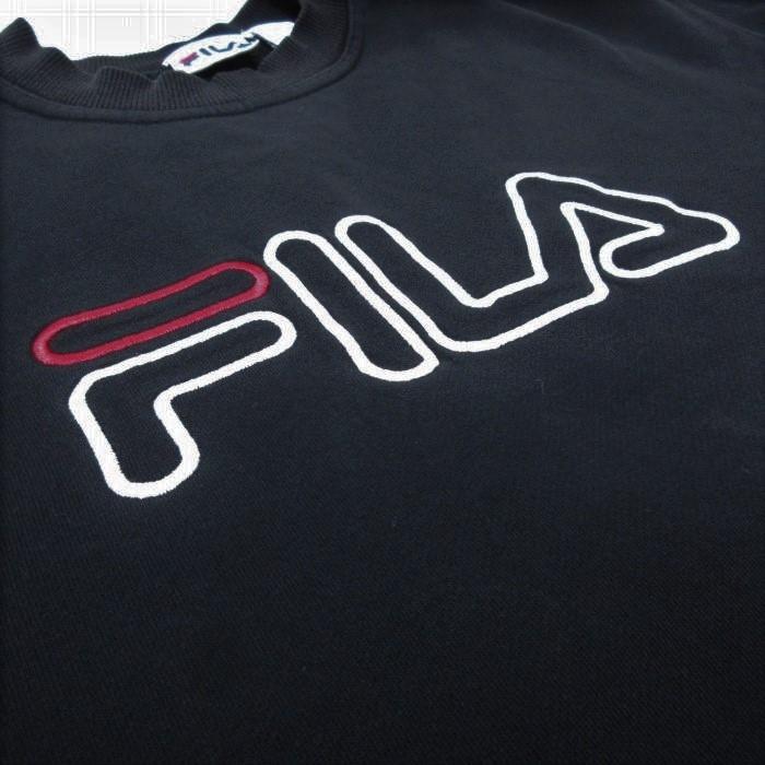 FILA XL/古着 フィラ 長袖 スウェット メンズ ビッグロゴ 刺繍 クルーネック 黒 ブラック 23mar06 中古 スエット トレーナー トップス : 古着屋RushOut - 通販 ...