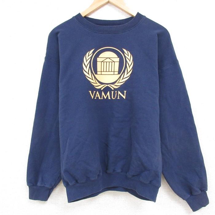 Hanes L/古着 ヘインズ 長袖 スウェット メンズ VAMUN クルーネック 濃紺 ネイビー 23nov27 中古 スエット トレーナー ...