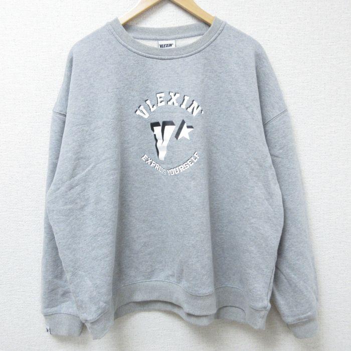 XL/古着 長袖 スウェット メンズ VLEXIN 大きいサイズ クルーネック グレー 霜降り 25jan10 中古 スエット トレーナー ...