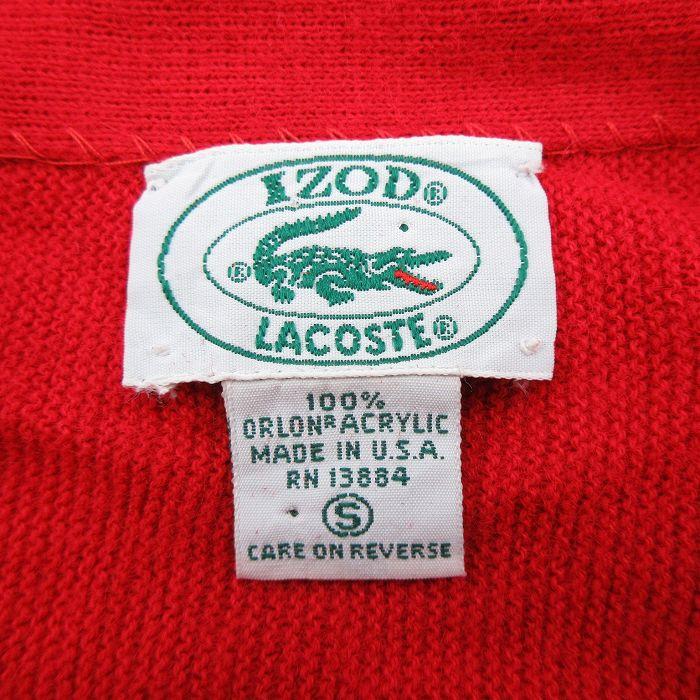 S/古着 IZOD ラコステ LACOSTE 長袖 ブランド ニット カーディガン メンズ 90s ワンポイントロゴ 赤 レッド 23jan11 中古 トップス : swtr22120810 ...
