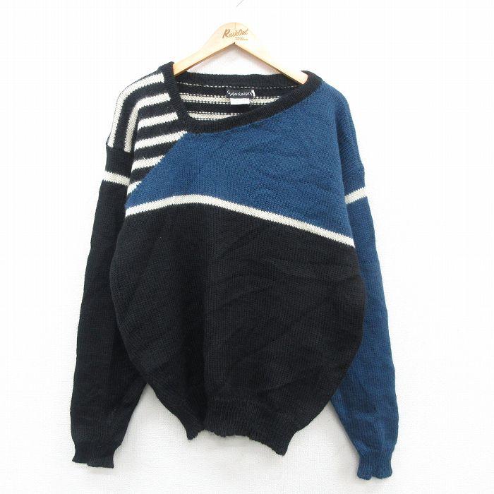 L/古着 長袖 セーター メンズ 90s 手織り ウール 黒他 ブラック 24oct26 中古 ニット トップス : 古着屋RushOut ...