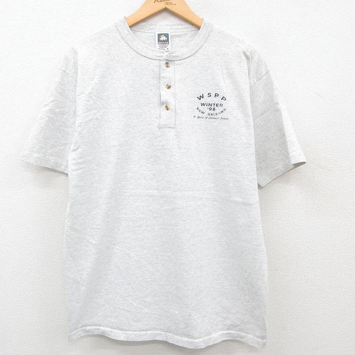 L/古着 半袖 ビンテージ Tシャツ メンズ 90s WSPP ヘンリーネック 薄グレー 霜降り 23jul01 中古 : 古着屋 ...