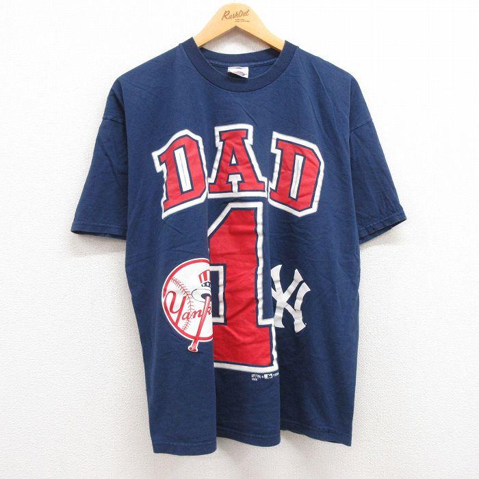 XL/古着 半袖 ビンテージ Tシャツ メンズ 90s MLB ニューヨークヤンキース DAD 1 クルーネック 紺 ネイビー メジャーリーグ : tsv23062027 : 古着屋 ...