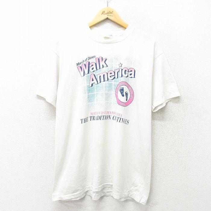 XL/古着 ヘインズ 半袖 ビンテージ Tシャツ メンズ 90s Walk America クルーネック 白 ホワイト 24feb20 中古 ...