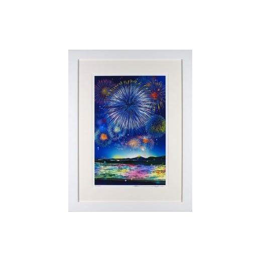 ふるさと納税 版画 鈴木英人 「華やいだ潮騒」 シリアルナンバー入り フレーム付き 直筆サイン入り インテリア アート 絵画 絵 イラスト 逗子 花火 [No.5875-0 ...