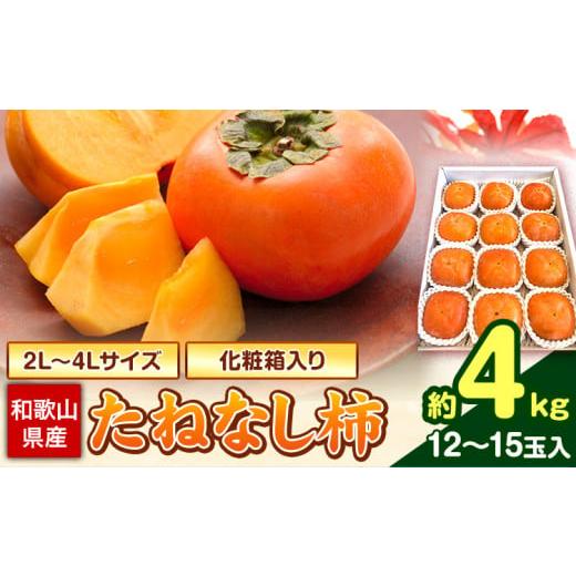 ふるさと納税 和歌山県 日高川町 【秋の味覚】和歌山産 の たねなし 柿 2L〜4Lサイズ 約 4kg（化粧箱入り）厳選館《2024年9月下旬-11月下旬頃出荷》和歌山県 ...