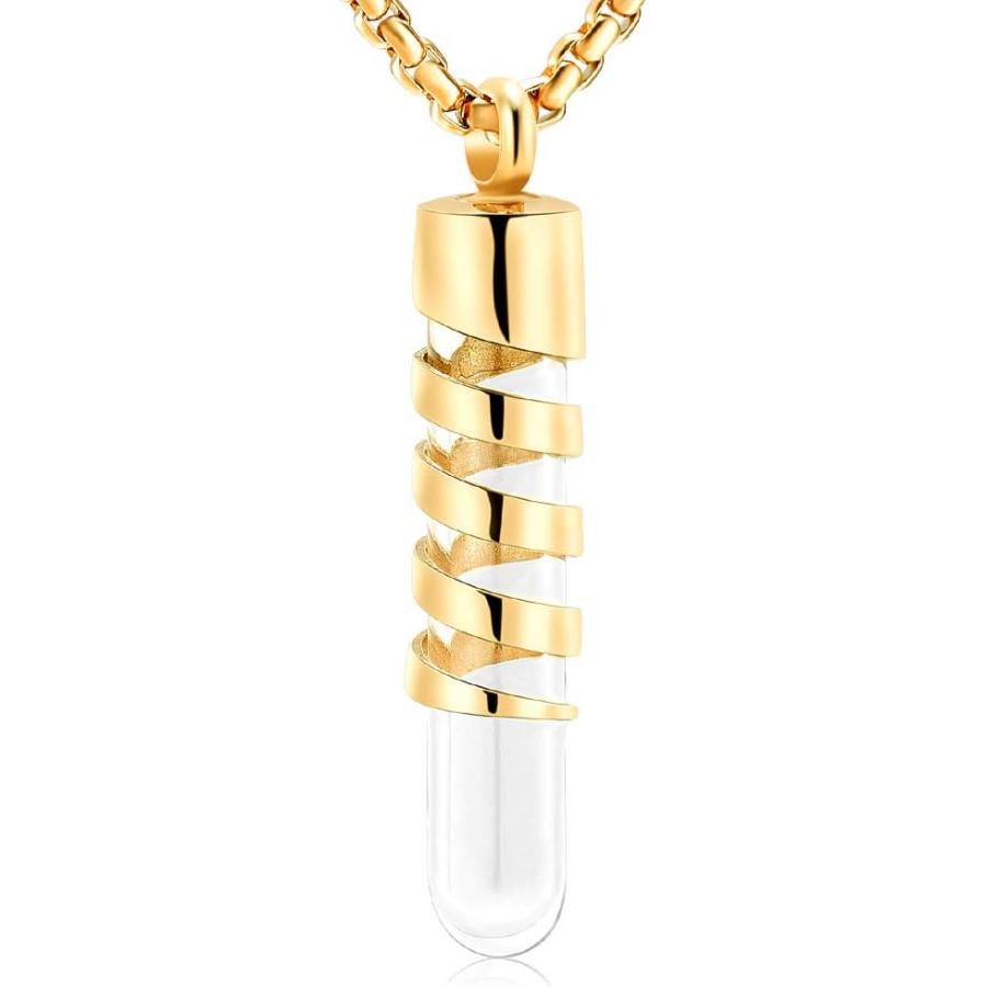 クリアガラスチューブ 火葬 骨壺 ジュエリー 遺灰ホルダー ネックレス 思い出 メモリアルペンダント ボックス/フィルキット付き 並行輸入品 ...