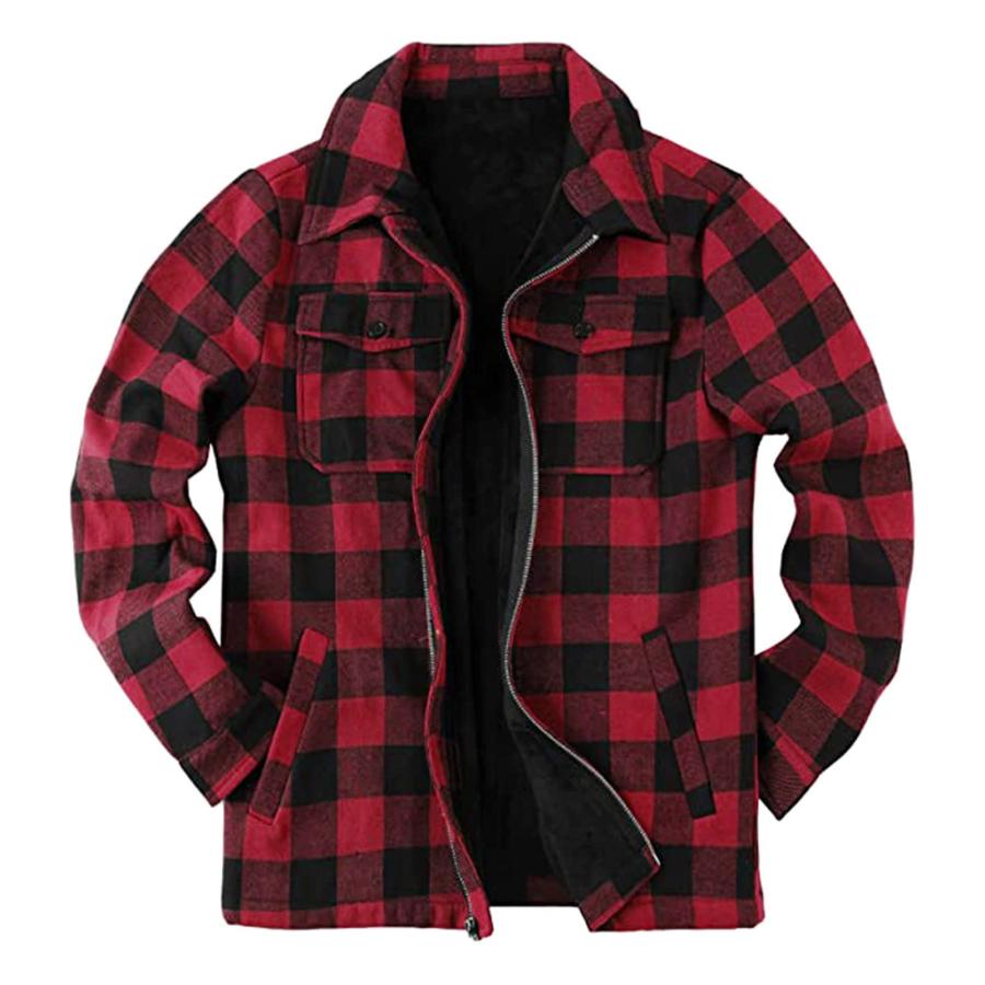 【並行輸入品】Burband Mens Warm Hooded Flannel Shirts Padded Jackets Zip Up He ...