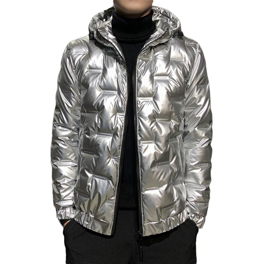 CHARTOU Men's Winter Metallic Zip Up Hooded Down Puffer Jacket W 並行輸入品 ...