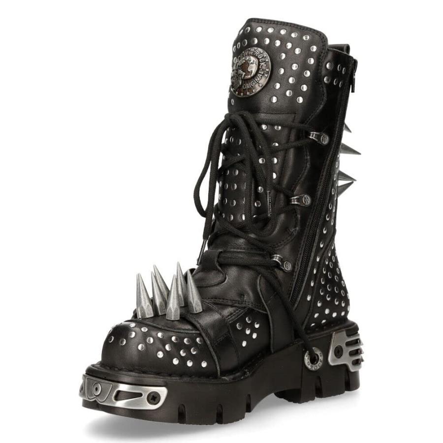 New Rock Boots 1535 S1 Mens Metallic Black Leather Goth Studded 並行輸入品 ...