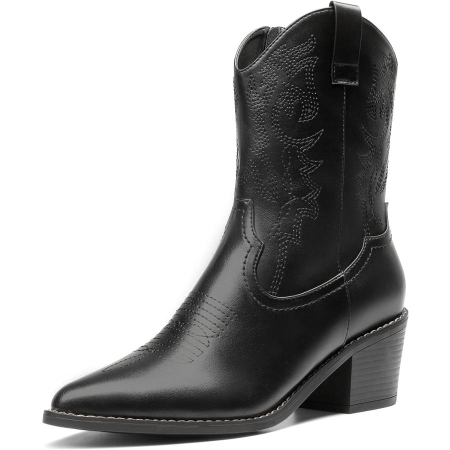 【並行輸入品】DREAM PAIRS Women’s Cowboy Boots Pointed Toe Chunky Heel Cowgirl ...
