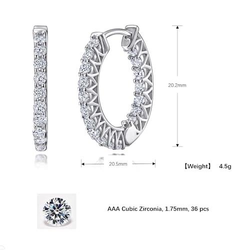 【並行輸入品】Synthetic Diamond surrounded Hoop earrings for Women Trendy S925 : Global Plaza FUSION ...