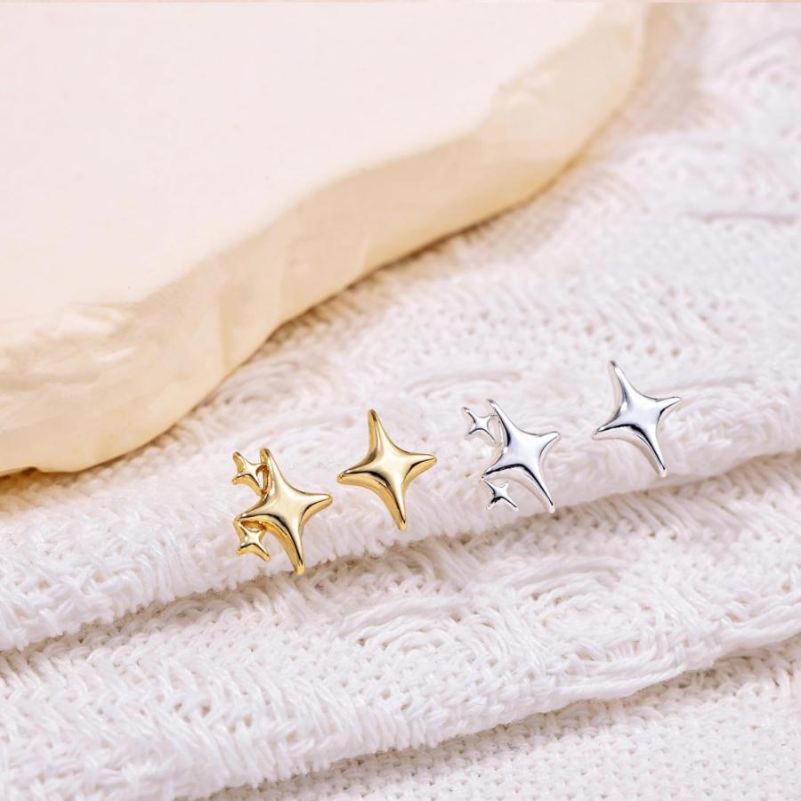 【並行輸入品】MBW スタッドピアス レディース トレンディ 14K 星 スターリングシルバー スタッドイヤリングセット 小さなゴールド/シルバー ス : Global Plaza ...