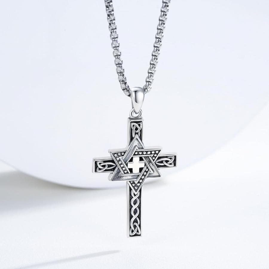 YEESIA ケルト十字架ネックレス 925スターリングシルバー ダビデ YEESIA ケルト十字架ネックレス 925スターリングシルバー ダビデ