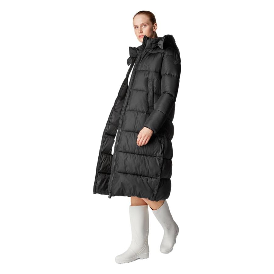 【並行輸入品】Save The Duck Women's Colette Long Puffer Coat Black 4 L ...