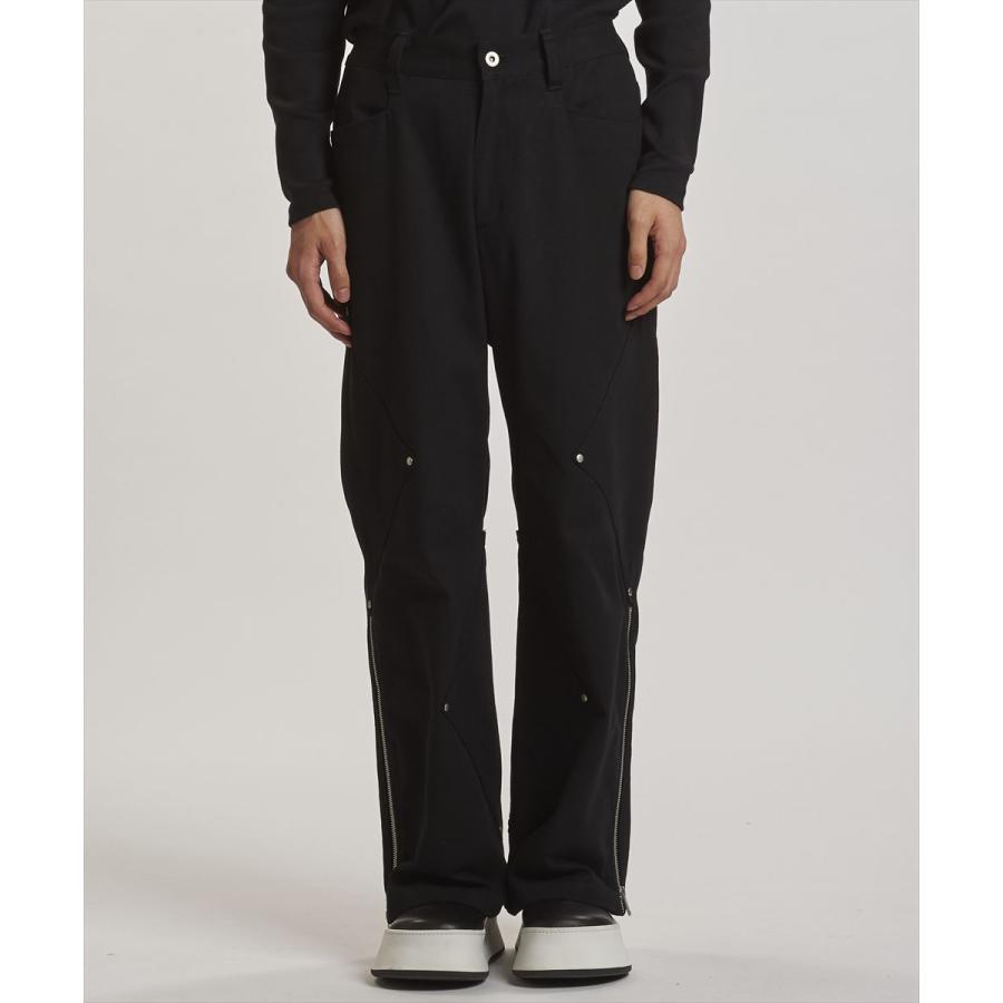 NO ID.（ノーアイディー） サイドパッチZIPワイドフレアPT パンツ