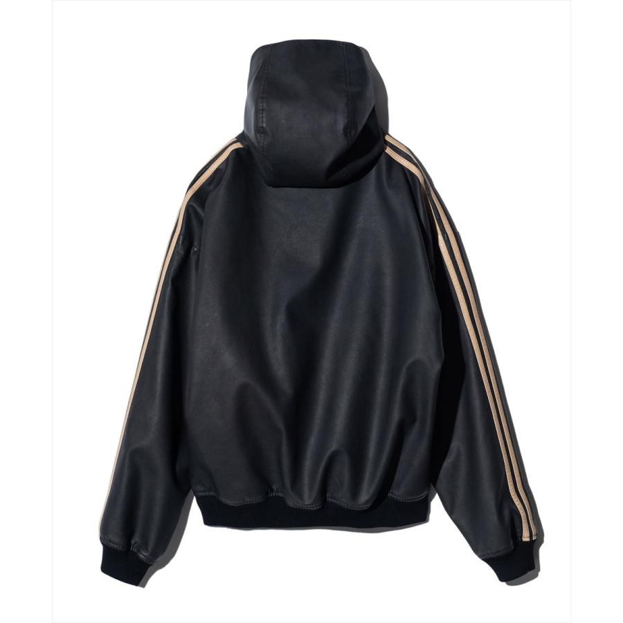 glamb（グラム） Synth Leather Hooded Track Jacket / シンセレザー