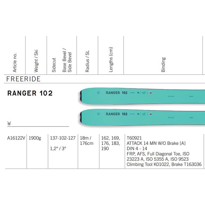 FISCHER フィッシャー スキー板 RANGER 102 / TURQUOISE 板単品 23-24 モデル :224fis1020 ...