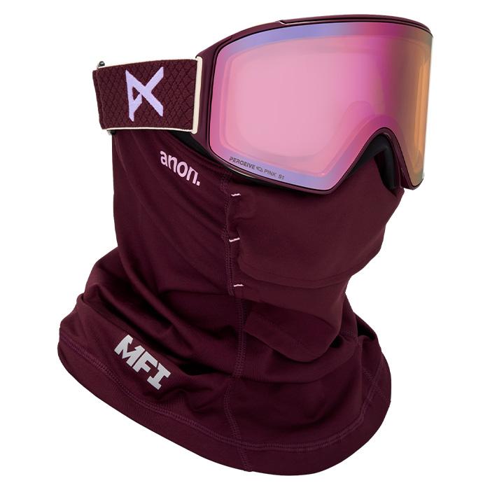 ANON アノン ゴーグル M4 (Cylindrical) + Bonus Lens MFI Face Mask Deep Cherry ...