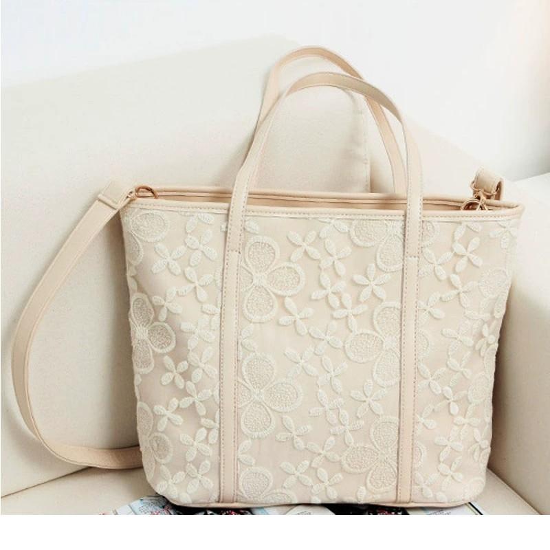 トートバッグ ショルダーバッグ レディース バッグ 肩掛け レース ホワイト ブラック 大容量 エレガント 女子力アップ 通勤 デート ...