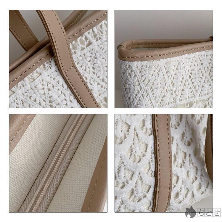 トートバッグ ショルダーバッグ レディース バッグ 肩掛け レース ホワイト ブラック 大容量 エレガント 女子力アップ 通勤 デート ...