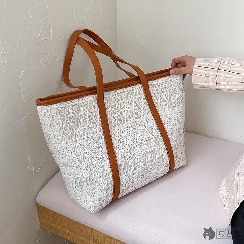 トートバッグ ショルダーバッグ レディース バッグ 肩掛け レース ホワイト ブラック 大容量 エレガント 女子力アップ 通勤 デート ...