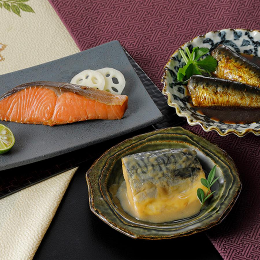 なだ万 レンジで簡単！料亭の魚惣菜詰合せ 10袋セット 送料無料 YN-10B 鰈の煮付け 銀鮭西京焼 鯖の味噌煮 赤魚南蛮漬 鰯の梅煮 ギフト 惣菜 メーカー直送 : G-Call 食通の ...