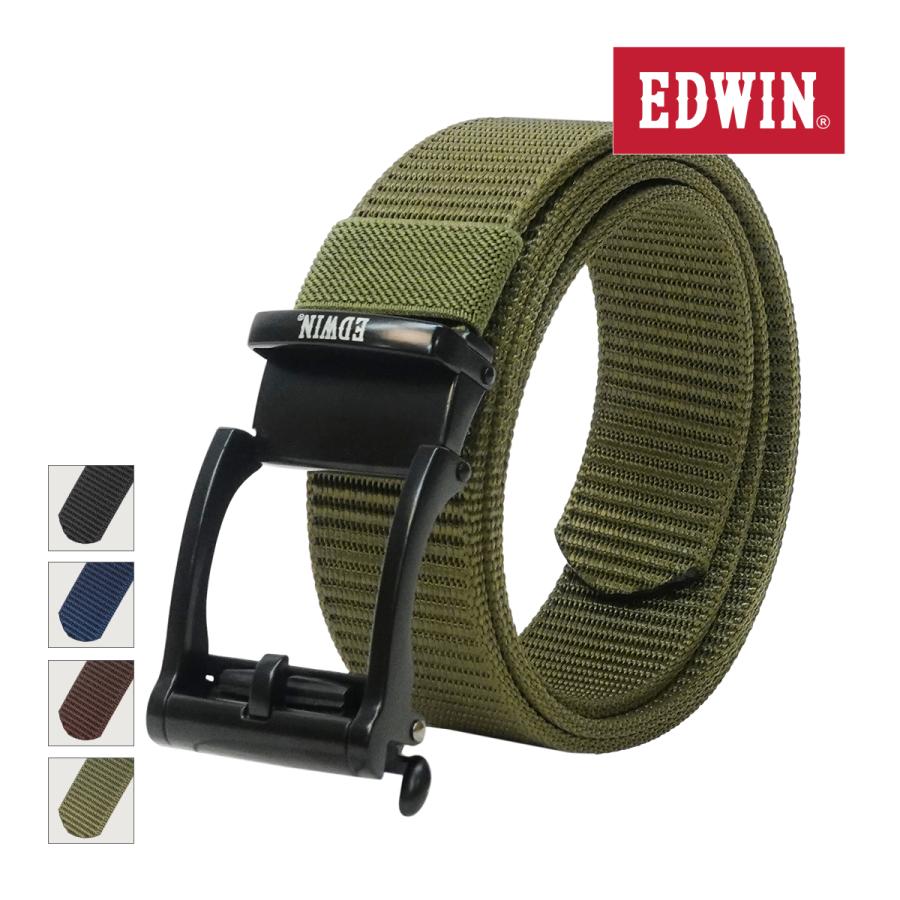EDWIN エドウイン ベルト 0111213 ワンタッチ バックル テープベルト メンズ レディース カジュアル ビジネス ブラック ...