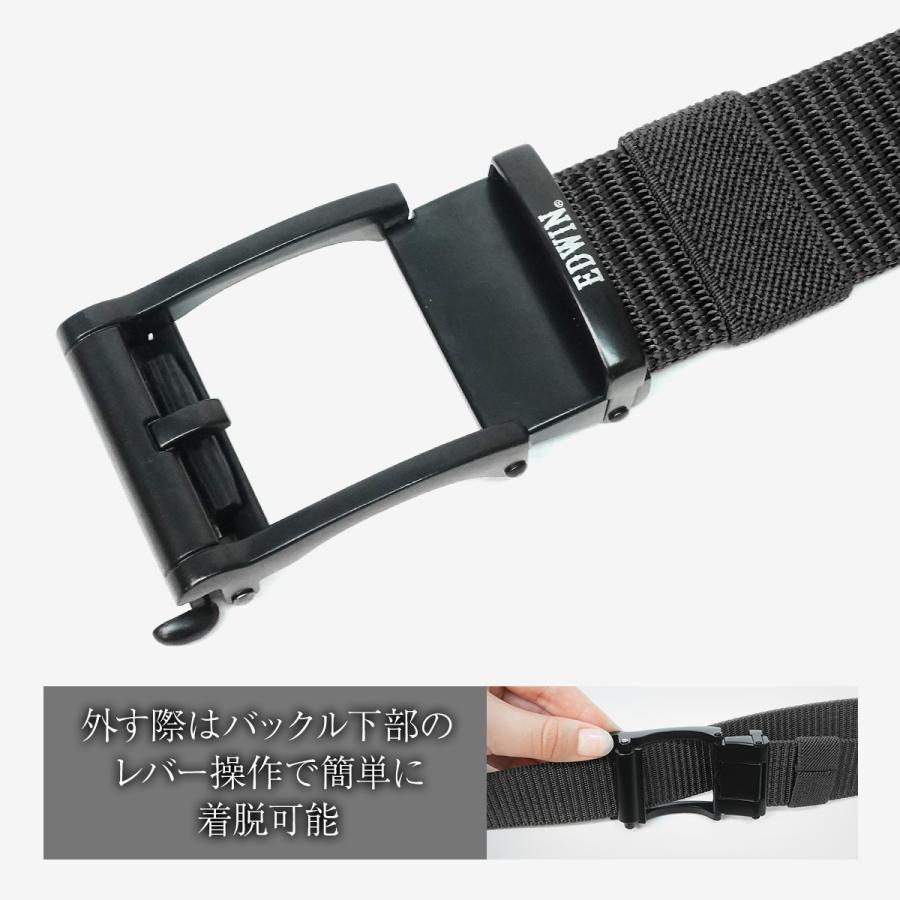 EDWIN エドウイン ベルト 0111213 ワンタッチ バックル テープベルト メンズ レディース カジュアル ビジネス ブラック ...