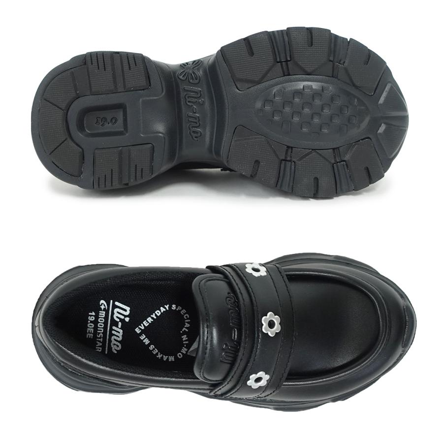 Ni-mo ムーンスター ニーモ スニーカー ローファー ジュニア NM J140 CHUNKY LOAFER ブラック 厚底 子供靴 女の子 靴 かわいい おしゃれ moonstar ni ...