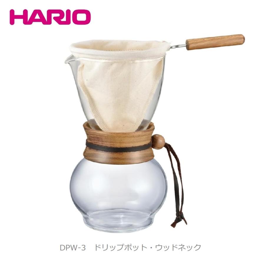 HARIO ドリップポット・ウッドネック 3〜4杯用 DPW-3 ネルドリップ Nel Drip 本格 耐熱ガラス 正規流通品 ※リニューアルパッケージ 【数量限定特価】 : dpw-3 ...