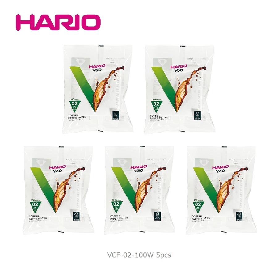 HARIO V60用 ペーパーフィルター 02W VCF-02-100W 白 100枚入（5袋）正規流通品 ※2023リニューアルパッケージ 【数量限定特別価格】 : ガラスセレクトきらきら ...