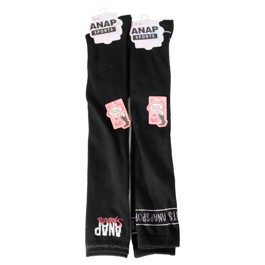 ANAP アナップ 靴下 キッズ ニーハイソックス 2足組 ガールズ 子供 19〜21 22〜24 スポーツ トレンド ティーン ライン ロゴ 福助 :d1111-737:G-passio ...