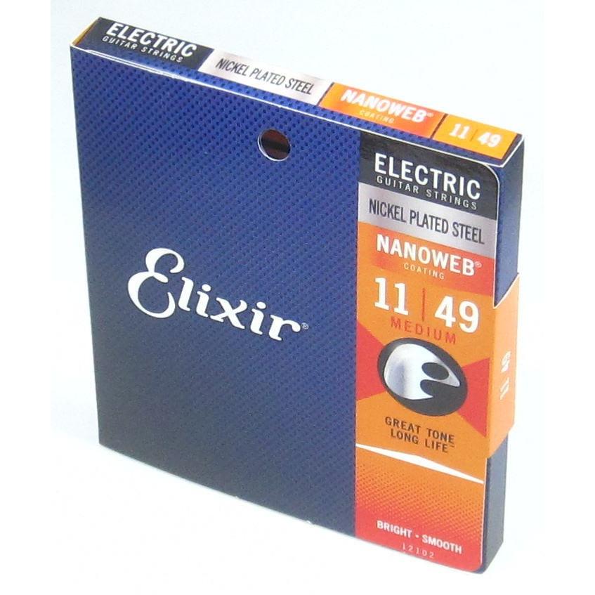 Elixir 12102 Medium NANOWEB エリクサー エレキ・ギター弦 ナノウェブ ミディアム・ゲージ .011−.049 ...