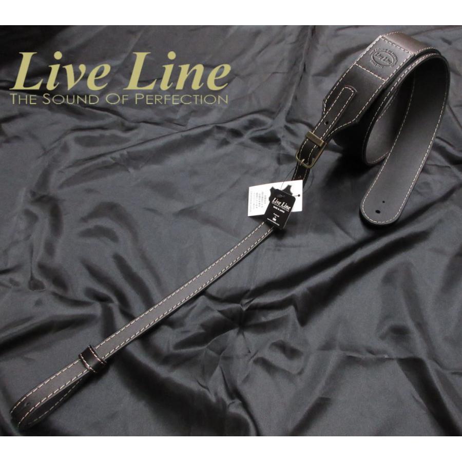 Live Line LA46BLK Made in Japan ライブライン 国産 レザー 本革 ギター・ストラップ ブラック ...