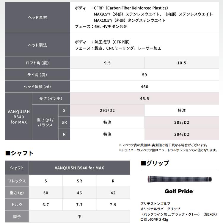BRIDGESTONE GOLF (期間限定) ブリヂストン ゴルフ B3MAX ドライバー VANQUISH BS40 for MAX ...